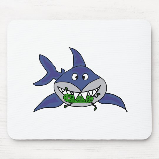 Funny Shark Eating Pickle Man Cartoon Mouse Pad | Zazzle.com