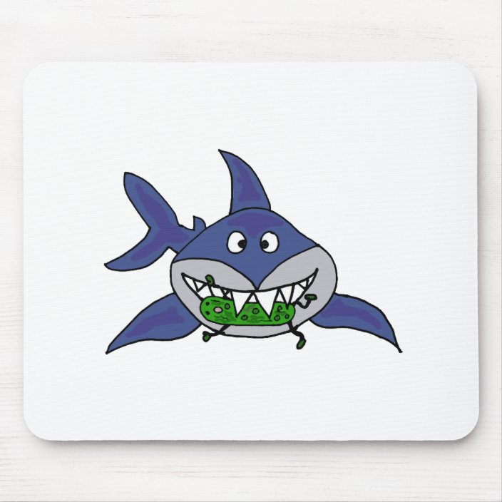 Funny Shark Eating Pickle Man Cartoon Mouse Pad | Zazzle.com