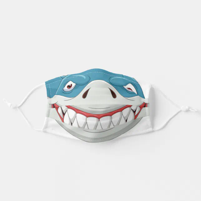 Funny Shark Face Mouth Smile Cloth Face Mask | Zazzle