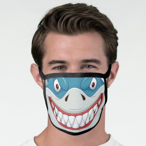Funny Shark Face Mouth Smile Face Mask | Zazzle