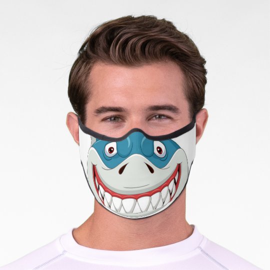 Funny Shark Face Mouth Smile Premium Face Mask | Zazzle.com