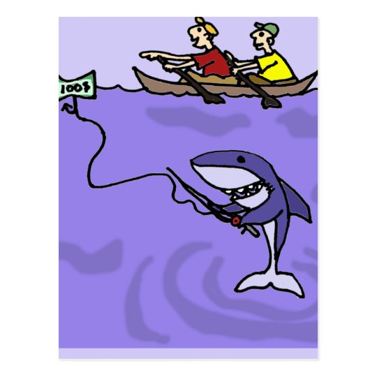 Funny Shark Fishing with Money Postcard | Zazzle.com