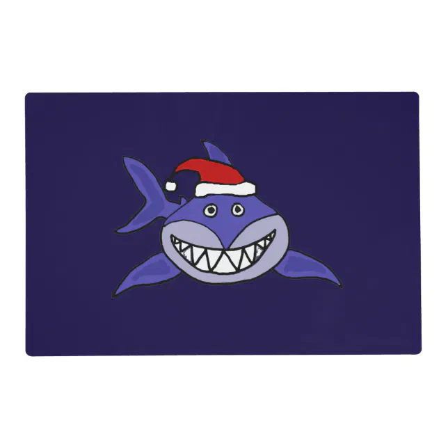 Funny Shark in Santa Hat Christmas Placemat | Zazzle