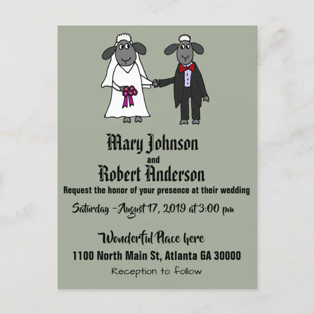 Funny Sheep Bride and Groom Wedding Invitation | Zazzle