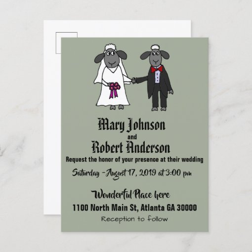 Funny Sheep Bride and Groom Wedding Invitation | Zazzle