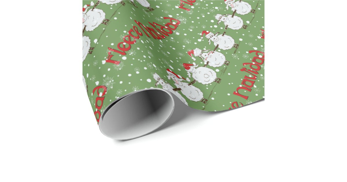 Funny Sheep Fleece Navidad Diagonal Gift Wrap | Zazzle