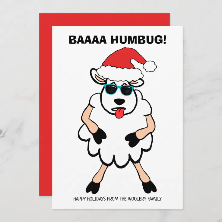 Funny Sheep Scrooge Baa Humbug Christmas Holiday Card | Zazzle