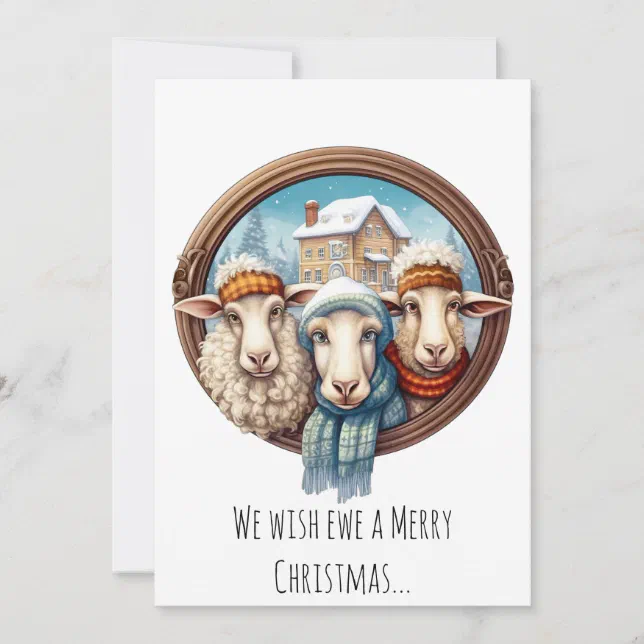 Funny Sheep Trio Holiday Card | Zazzle