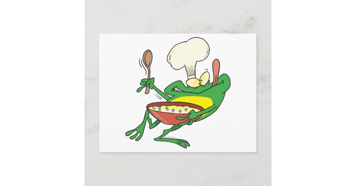 funny silly cooking chef frog cartoon postcard | Zazzle