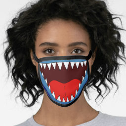 Funny Silly Shark White Sharp Teeth Face Mask | Zazzle