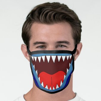 Funny Silly Shark White Sharp Teeth Face Mask | Zazzle