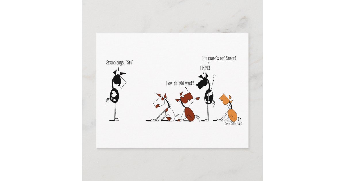 Funny Simon Says Cartoon Postcard | Zazzle