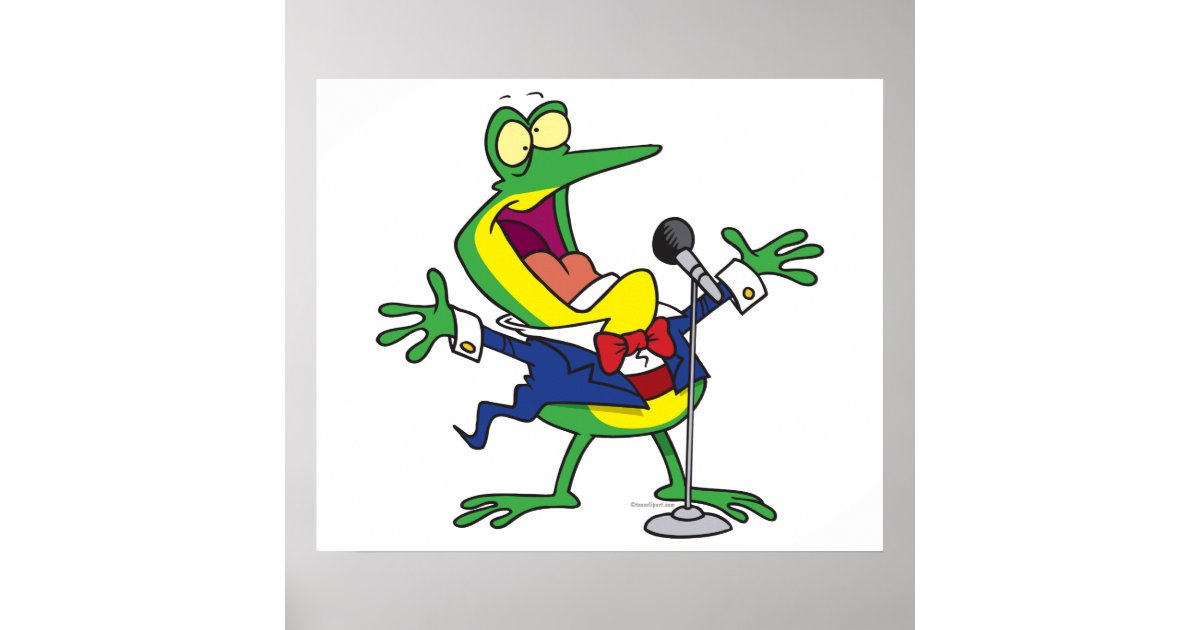 funny singing froggy frog cartoon poster | Zazzle