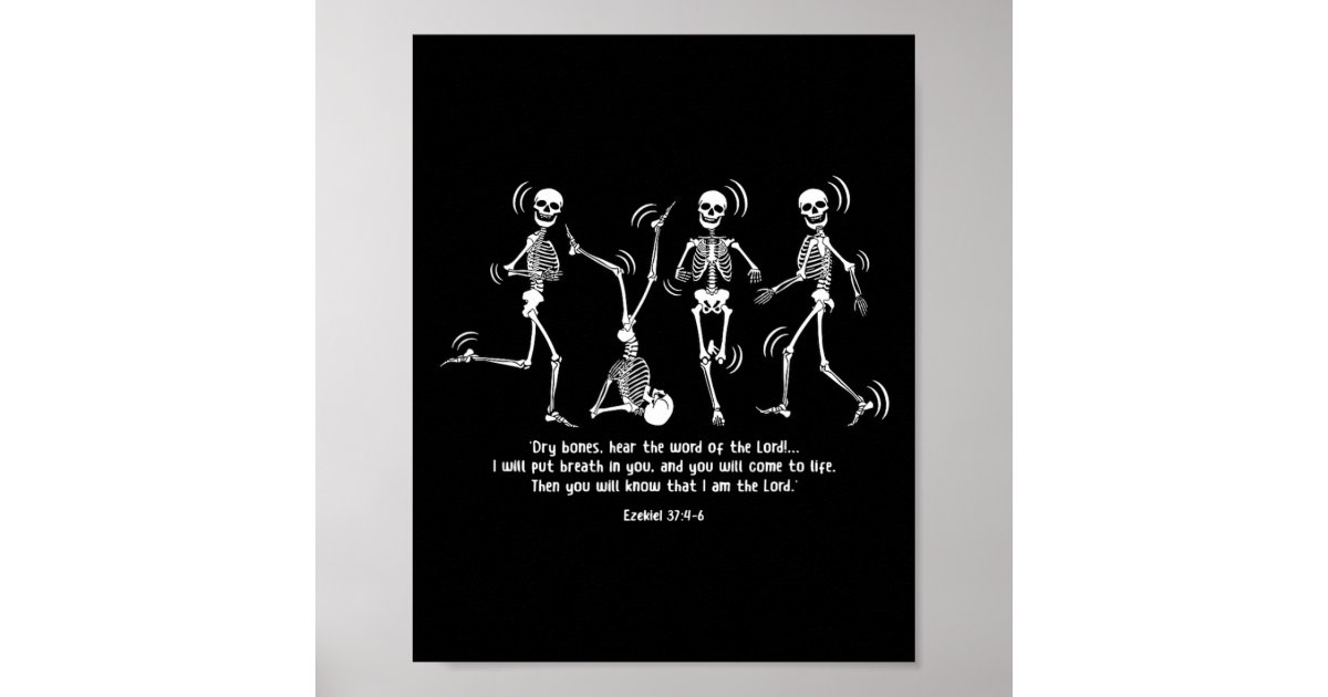 Funny Skeleton Dancing Dry Bones Come Alive Hallow Poster | Zazzle