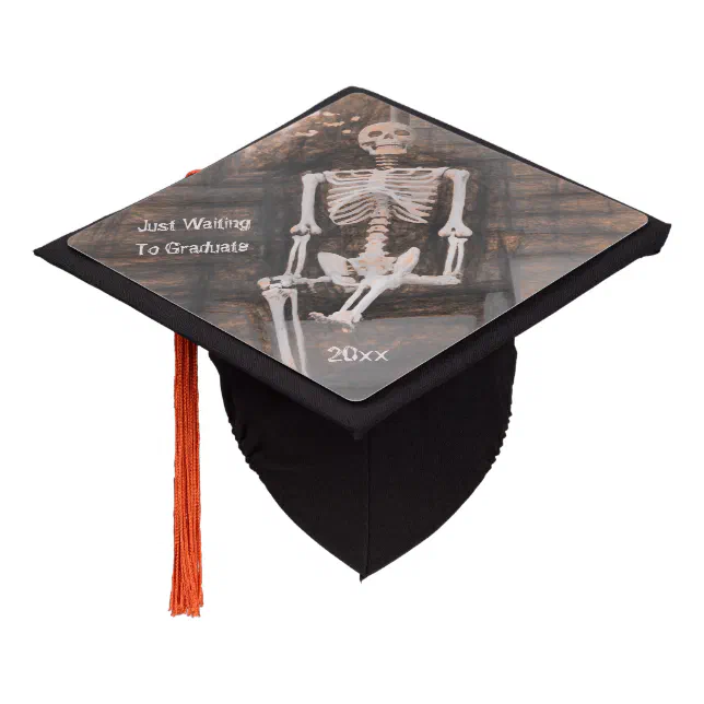 Funny Skeleton Vintage Antique Sepia Sketch Art Graduation Cap Topper ...
