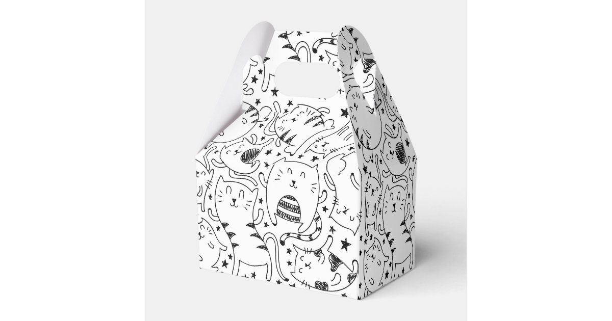 Funny sketchy dancing cats illustration pattern favor boxes | Zazzle