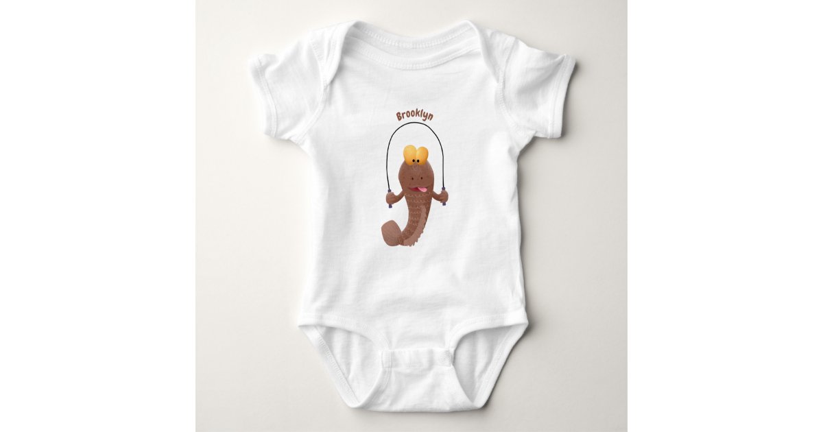 Funny skipping mudskipper fish cartoon baby bodysuit | Zazzle