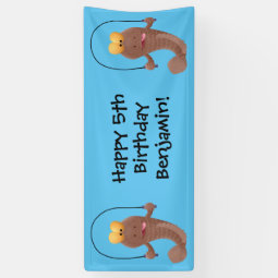 Funny skipping mudskipper fish cartoon banner | Zazzle