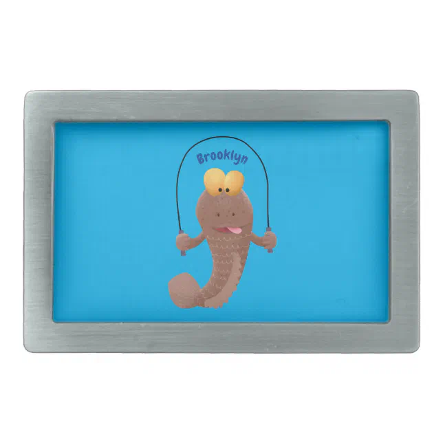 Funny skipping mudskipper fish cartoon belt buckle | Zazzle