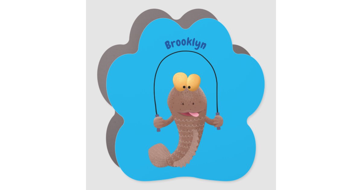 Funny skipping mudskipper fish cartoon car magnet | Zazzle
