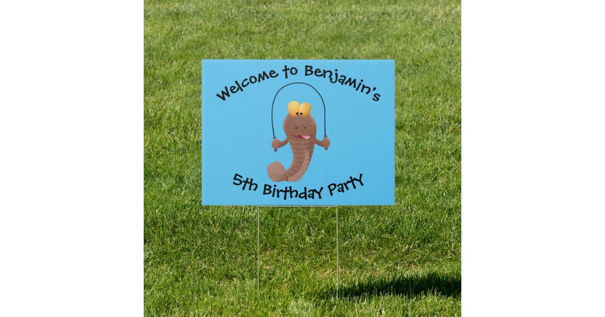 Funny skipping mudskipper fish cartoon sign | Zazzle
