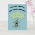 Funny Skydiving Lizard Custom Message Birthday Card | Zazzle