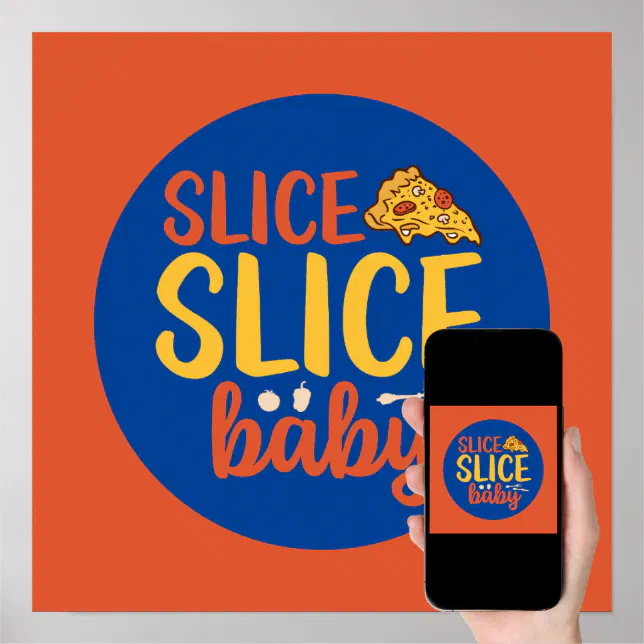 Funny Slice Baby Pizza Lover Retro Kitchen Deco Poster | Zazzle