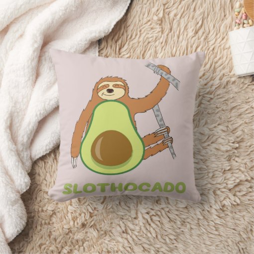 Funny Sloth Avocado Slothocado Throw Pillow | Zazzle