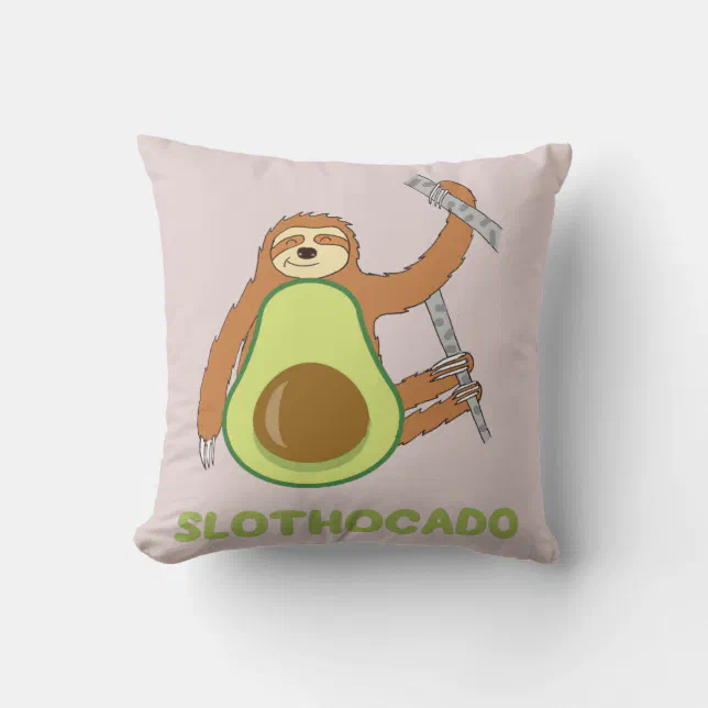 Funny Sloth Avocado Slothocado Throw Pillow | Zazzle