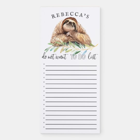 Funny Sloth | Personalized To Do List Magnetic Notepad | Zazzle.com