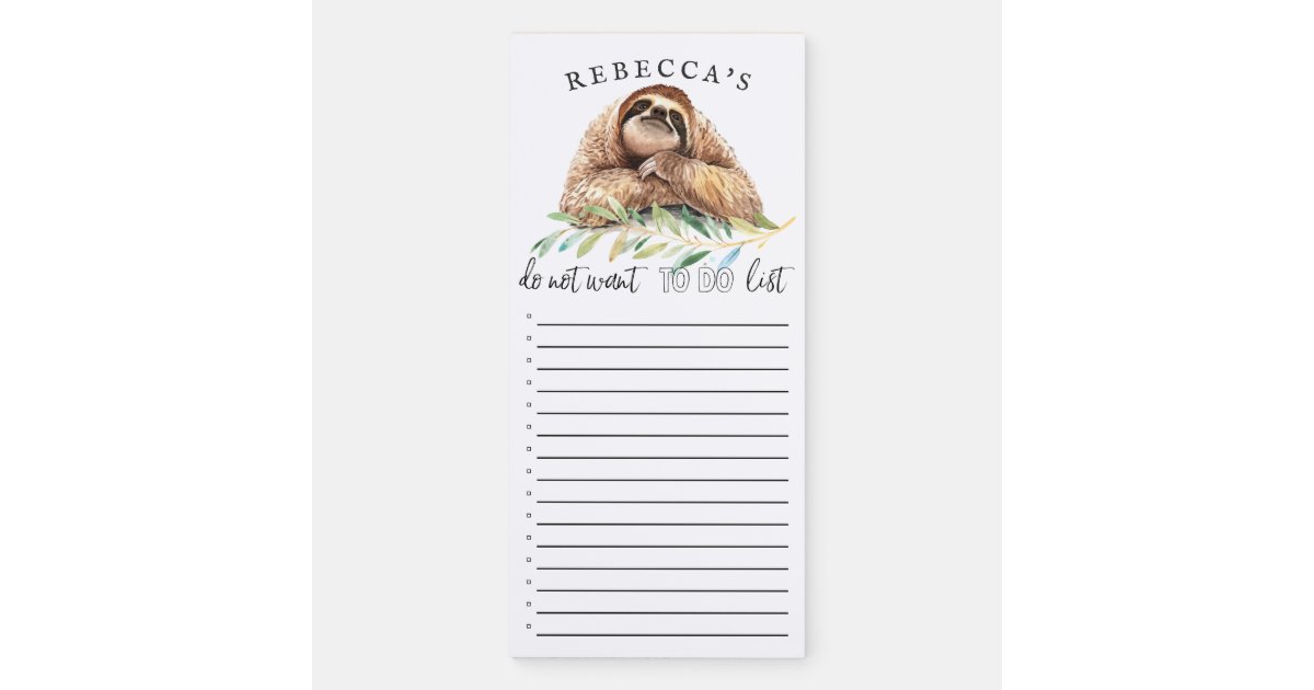Funny Sloth | Personalized To Do List Magnetic Notepad | Zazzle