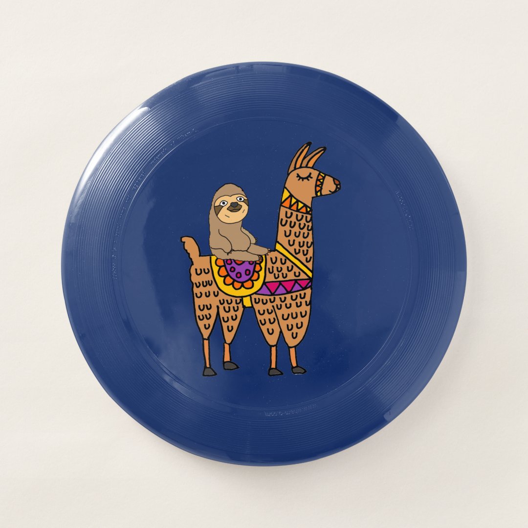 Funny Sloth Riding Llama Frisbee | Zazzle