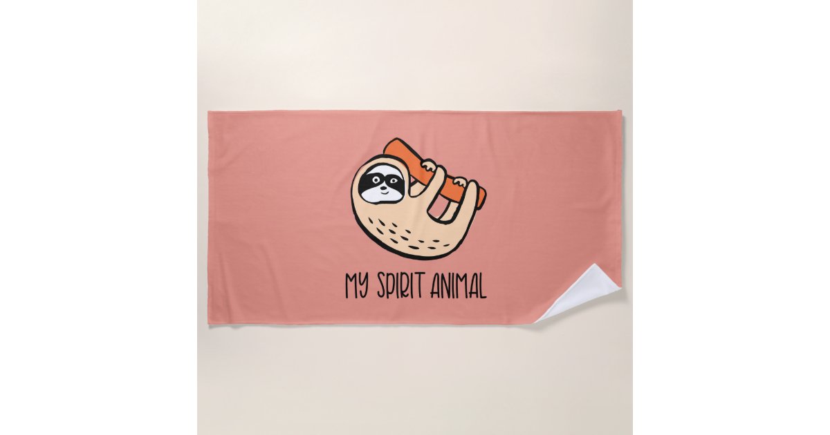 Funny sloth spirit animal beach towel | Zazzle