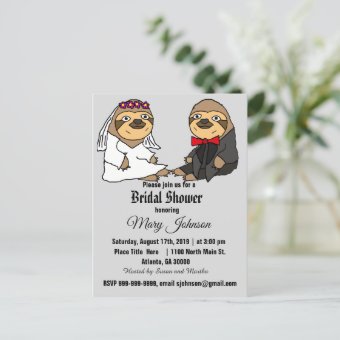 Funny Sloth Wedding Cartoon Invitation Postcard | Zazzle