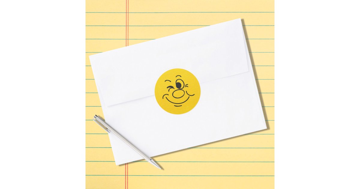 Funny Smile Winking Face Round Sticker | Zazzle