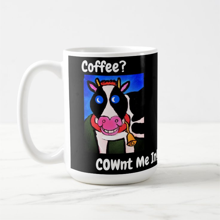 Funny Smiling Cartoon Coffee Loving Cow Coffee Mug | Zazzle