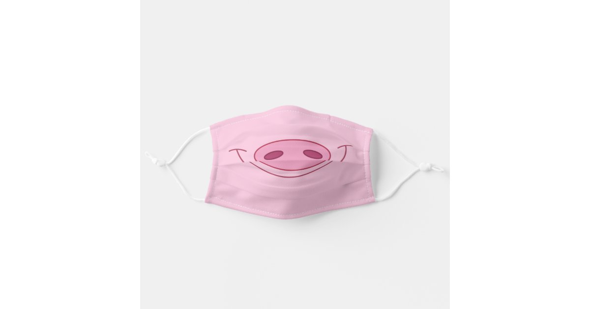 Funny Smiling Pig Snout Adult Cloth Face Mask | Zazzle