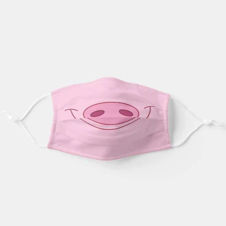 Funny Smiling Pig Snout Adult Cloth Face Mask | Zazzle
