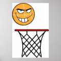 Funny Smirking Basketball Face Dunking Poster | Zazzle