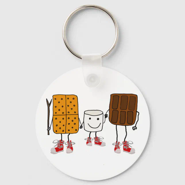 Funny Smores Characters Cartoon Keychain | Zazzle
