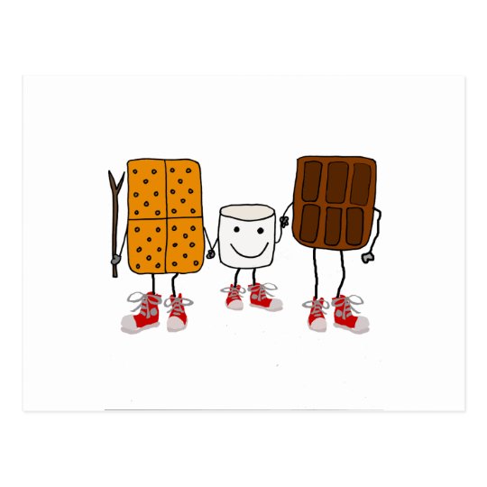 Funny Smores Characters Cartoon Postcard | Zazzle.com
