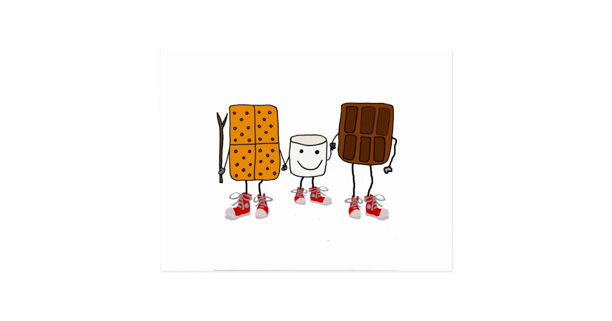 Funny Smores Characters Cartoon Postcard | Zazzle.com