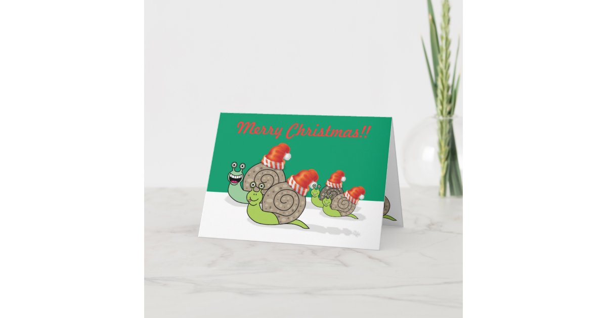 Funny Snail Family Christmas Card | Zazzle