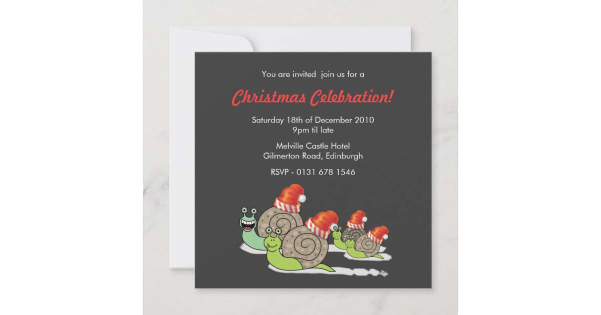 Funny Snails Christmas Party Invitation | Zazzle