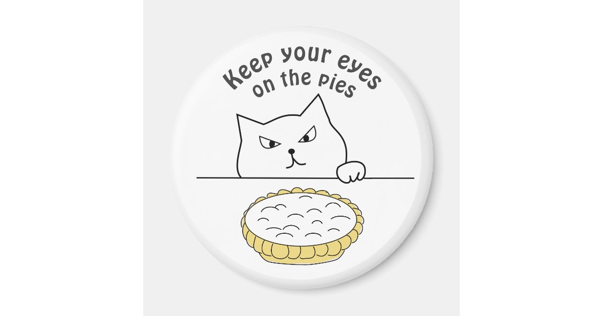 Funny Sneaky Cat after Cream Pie Illustration Magnet | Zazzle