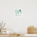 Funny Snowman Farts Snowflakes Cartoon Poster | Zazzle