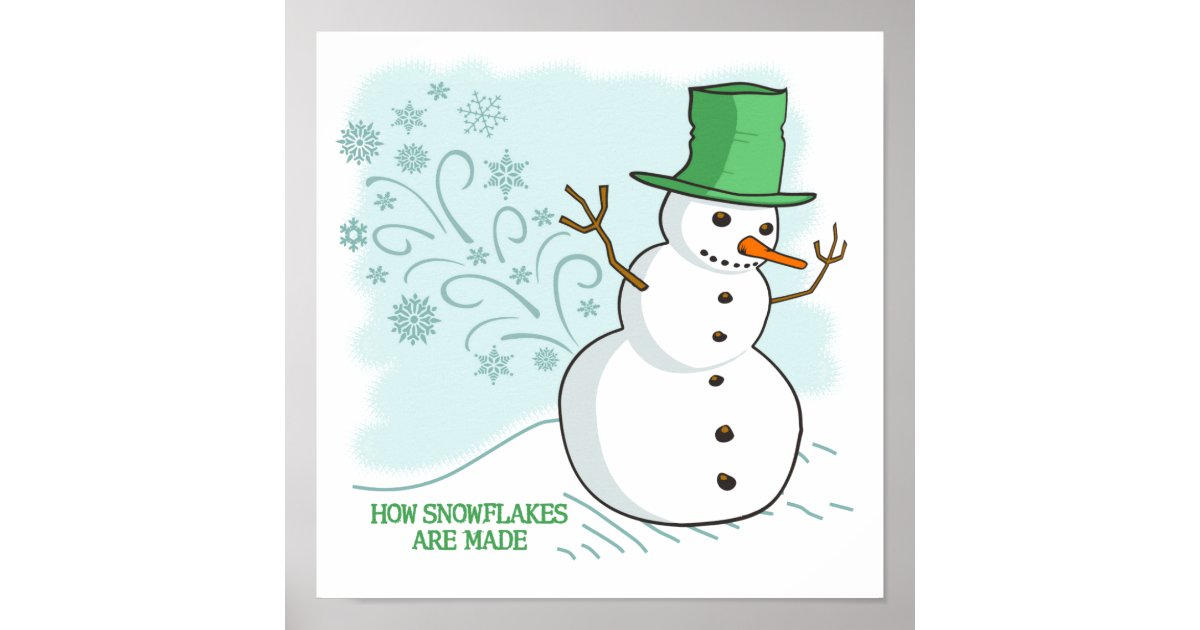 Funny Snowman Farts Snowflakes Cartoon Poster | Zazzle