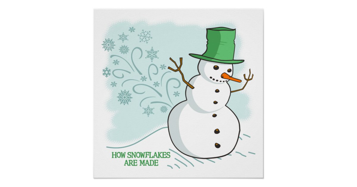 Funny Snowman Farts Snowflakes Poster | Zazzle