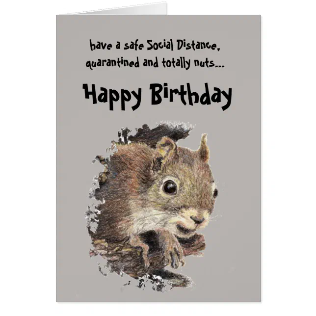 Funny Social Distancing Birthday Cute Squirrel | Zazzle