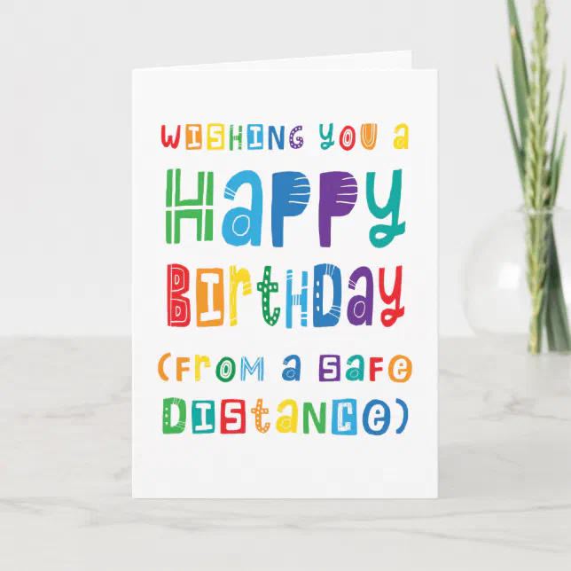 Funny Social Distancing Birthday Safe Distance Card | Zazzle
